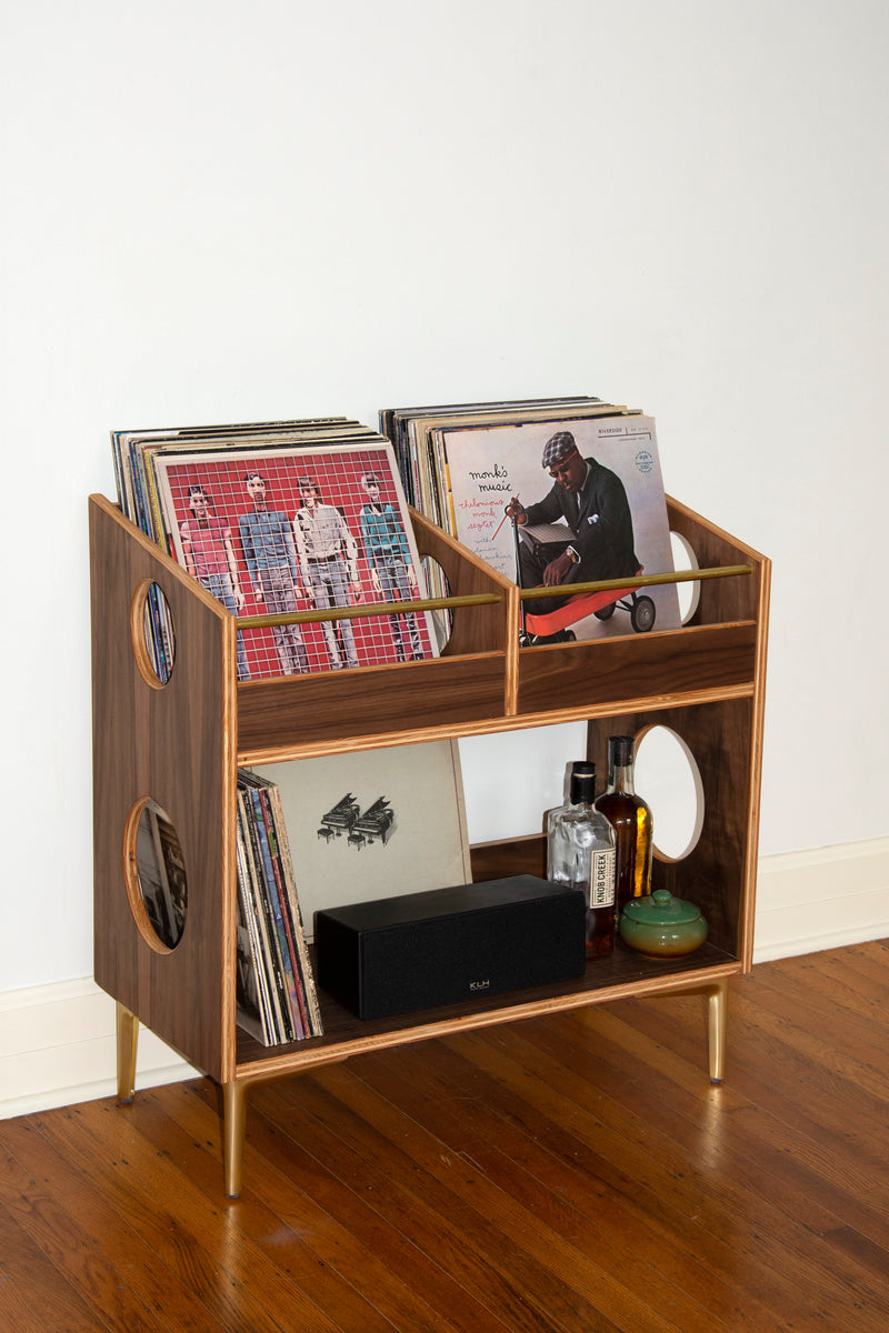 "The Double Sidekick" Walnut Vinyl Record Console – Sidetracked Workshop