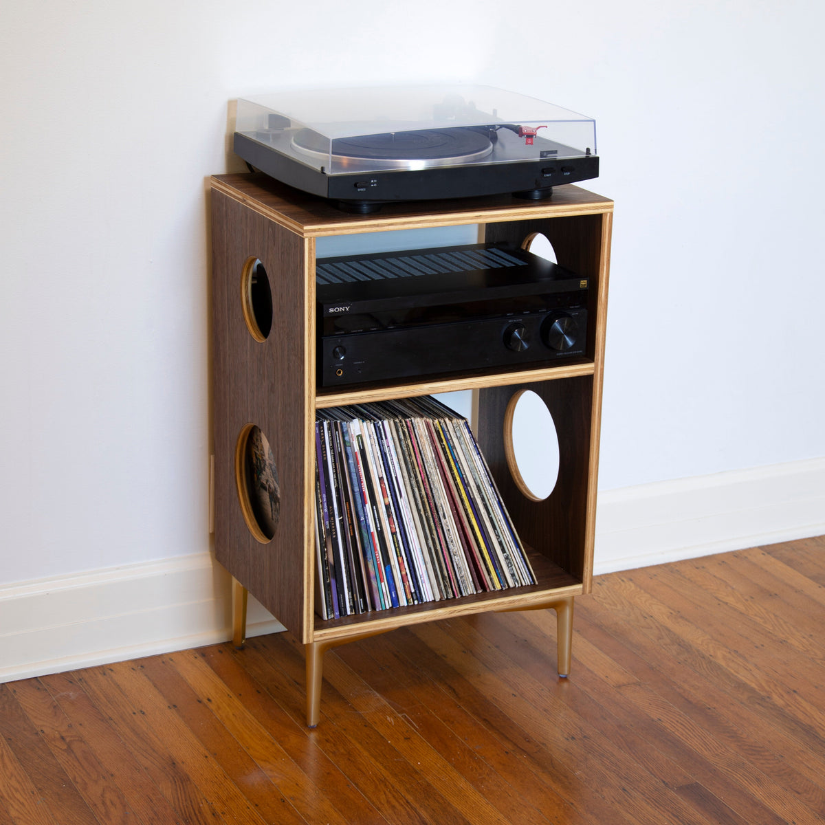 "The Encore" Walnut Vinyl Record Turntable Cabinet – Sidetracked Workshop
